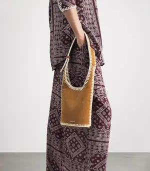 Veronica Beard Suede Whipstitch Loop Shoulder Bag