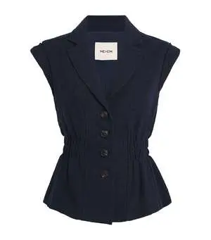 ME+EM Bouclé Soft Sculpt Waistcoat - Navy