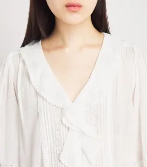 ME+EM Cotton Voile Ruffle Blouse