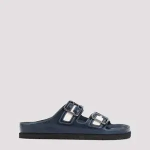 BIRKENSTOCK Arizona Canvas And Leather Sandals With Natural Cork Footbed - Blue