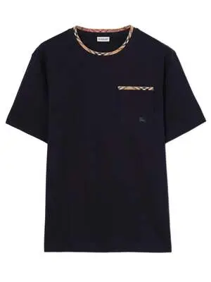 Burberry Burberry Relaxed Fit Crewneck T-Shirt With House Check-Trim Chest Pocket (Size M) Nero