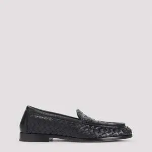 Bottega Veneta BOTTEGA VENETA Silenzio Supple Intrecciato Leather Loafers Black