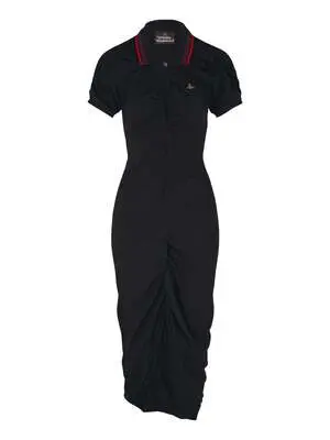 VIVIENNE WESTWOOD Cotton Ruched Polo Dress - Black