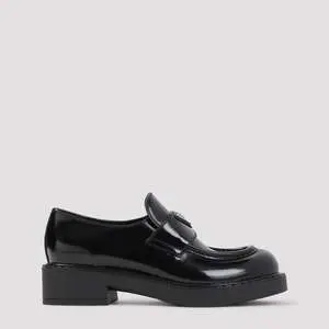 Prada Calf Leather & Rubber Slip-on Loafers With Signature Print Motif - Black