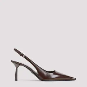 Prada Calf Leather Slingback Pumps With 7.5cm Heel - Brown