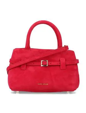 Manu Atelier Le Cambon 20 Mini Handbag In Smooth Leather With Removable Strap - Rosso