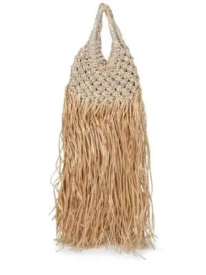 HIBOURAMA HIBOURAMA Mini Raffia Handbag With Crystal Trim