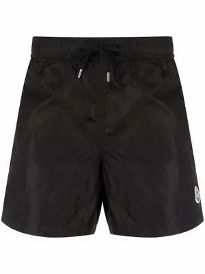 Moncler Mesh-lined Swim Trunks With Drawstring Waist - Nero