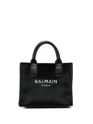 Balmain Logo Embroidered Double Top Handle Bag