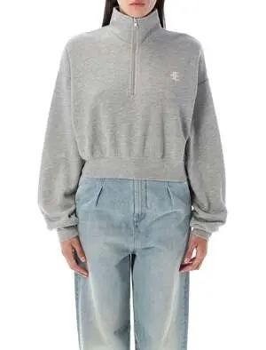 Eterne Not Included Relaxed Fit Cotton-modal Half-zip Sweatshirt, High Neck