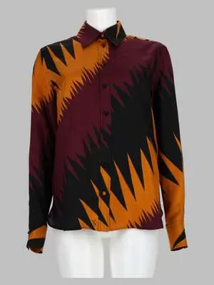 Emilio Pucci 100% Silk Printed Shirt - Bordeaux