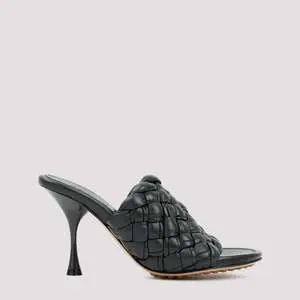 Bottega Veneta Woven Leather Heeled Sandals - Green