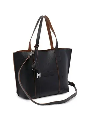 Hogan Script Small Leather Tote Bag - Brown