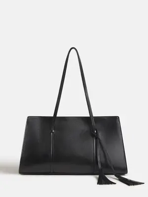 REFORMATION Elena Leather Tote Bag - Black