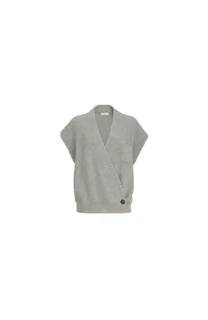 Brunello Cucinelli Cashmere English Rib Wrap Cardigan