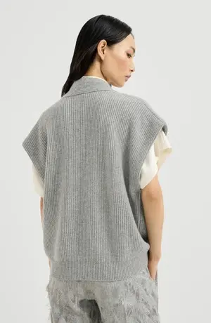 Brunello Cucinelli Cashmere English Rib Wrap Cardigan