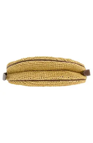 Tory Burch Romy Straw Half Moon Bag