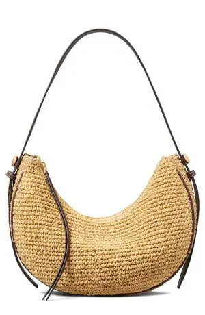 Tory Burch Romy Straw Half Moon Bag - Natural
