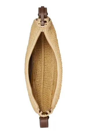 Tory Burch Romy Straw Half Moon Bag - Natural