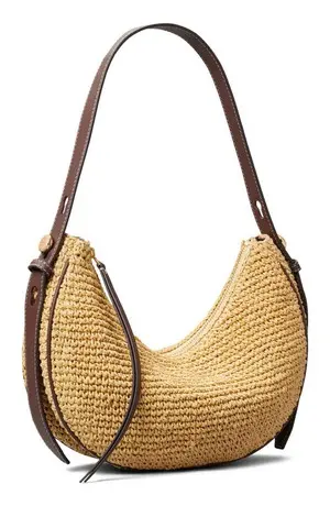 Tory Burch Romy Straw Half Moon Bag - Natural