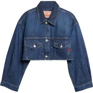 DIESEL® DIESEL® De-Malley Cropped Denim Jacket With Embroidered Logo Denim