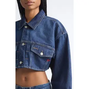 DIESEL® DIESEL® De-Malley Cropped Denim Jacket With Embroidered Logo Denim