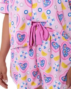 SUNSHINE SOCIETY Pool Party Silky Short Sleeve Shorts Set