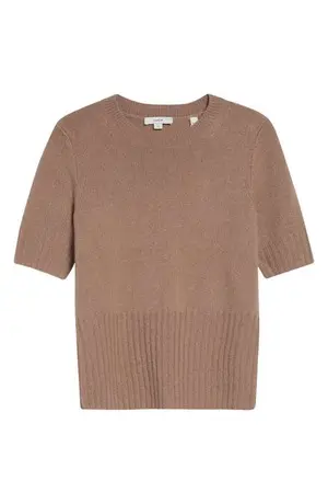 Vince High Rib Trim Wool & Cashmere Sweater - Toffee