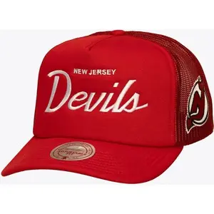 Mitchell & Ness New Jersey Devils Head Coach Trucker Adjustable Hat - Red