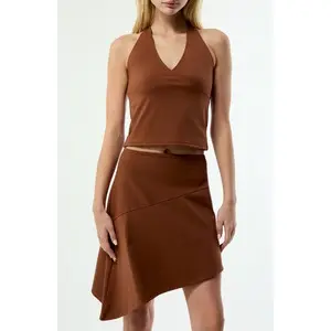 PACSUN Camilla Knit Halter Neck Top - Brown