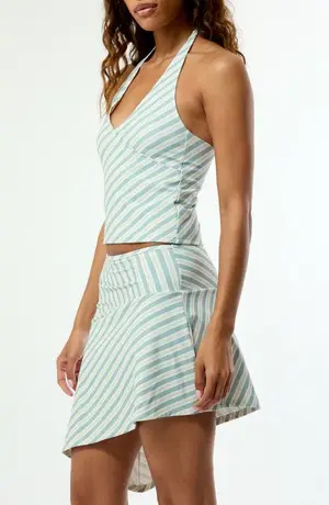 PACSUN Camilla Knit Halter Neck Top - Stripe