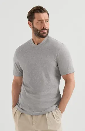 Brunello Cucinelli Cotton Jersey V-neck T-shirt Medium Grey