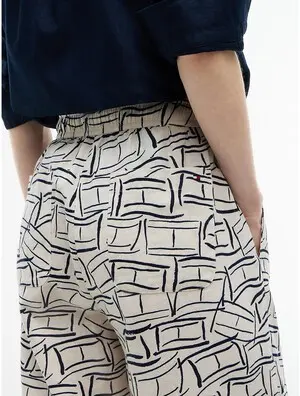 Tommy Hilfiger Allover Flag Linen-blend Pull-on Pant