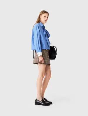 Maje Cotton Pussy Bow Shirt