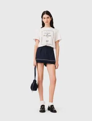 Maje Layered-effect Suit Shorts - Navy
