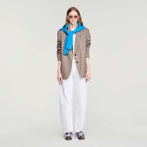 Sandro Checked Wool Tailored Jacket