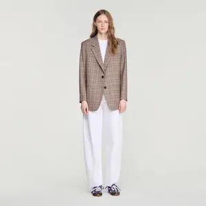 Sandro Checked Wool Tailored Jacket