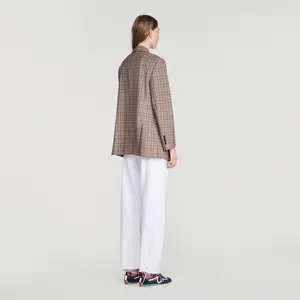 Sandro Checked Wool Tailored Jacket