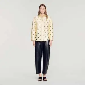 Sandro Openwork Rhinestone Shirt