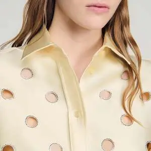 Sandro Openwork Rhinestone Shirt