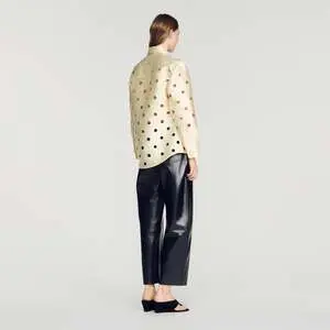 Sandro Openwork Rhinestone Shirt