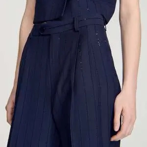 Sandro Striped Sequin Trousers