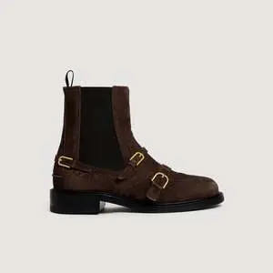 Sandro Buckle Chelsea Boots - Brown