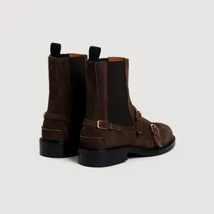 Sandro Buckled Suede Chelsea Boots