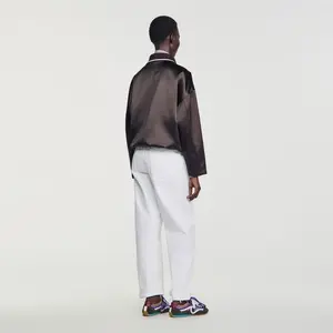 Sandro Satin-look Jacket With Polo Collar And Drawstring Hem
