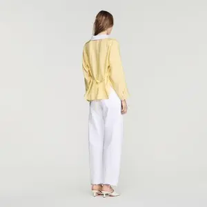 Sandro Striped Cotton Top With Contrasting Collar