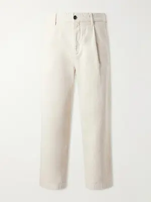 Barena Venezia Straight-leg Pleated Cotton-drill Trousers - Neutrals