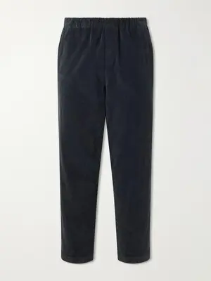 Barena Venezia Straight-leg Garment-dyed Stretch Cotton-moleskin Trousers - Blue