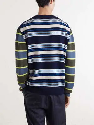 Paul Smith Striped Wool And Cotton-blend Sweater