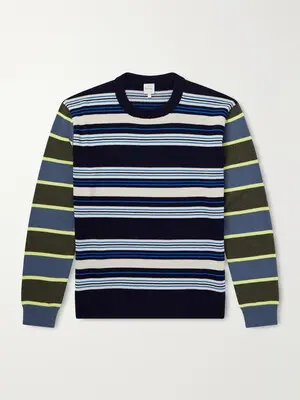 Paul Smith Striped Wool And Cotton-blend Crew Neck Sweater